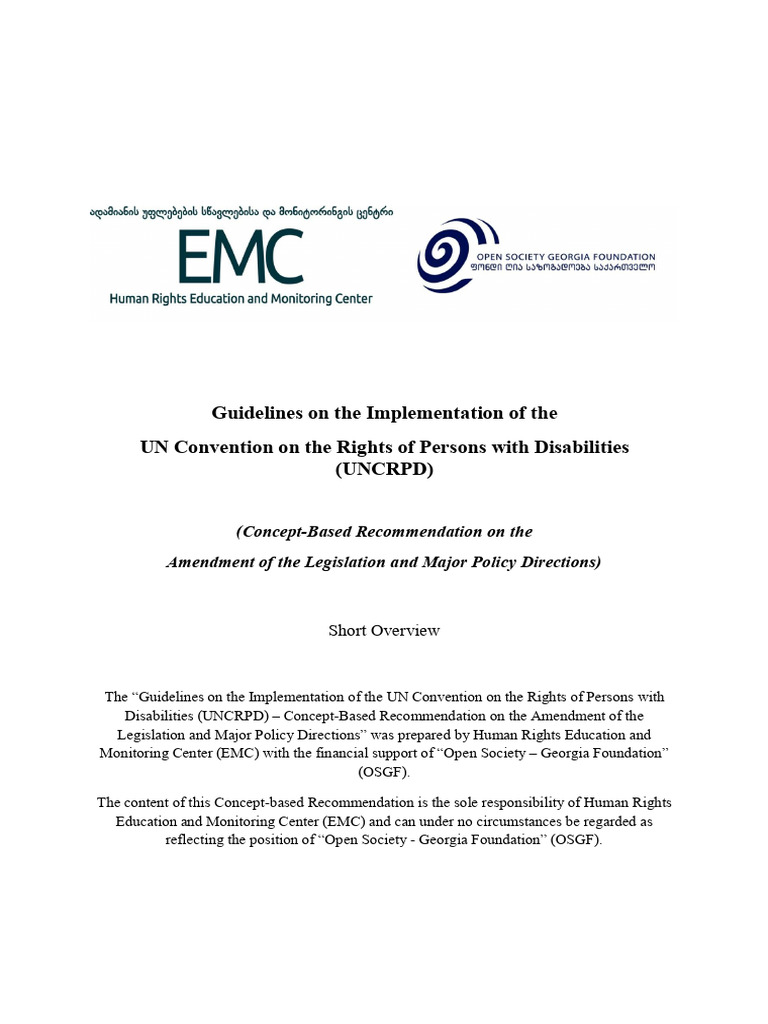Short Overview of The Guidelines On UNCRPD Implementation | PDF ...