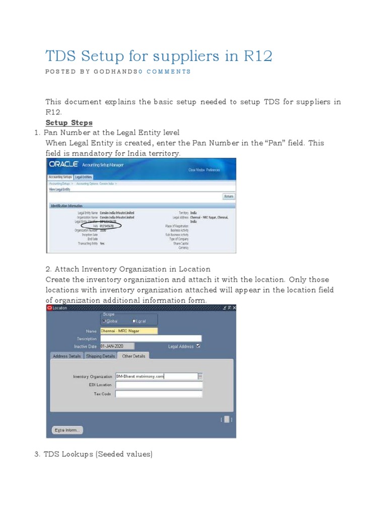 TDS Setup For Suppliers in R12 | PDF | Invoice | Tax Rate