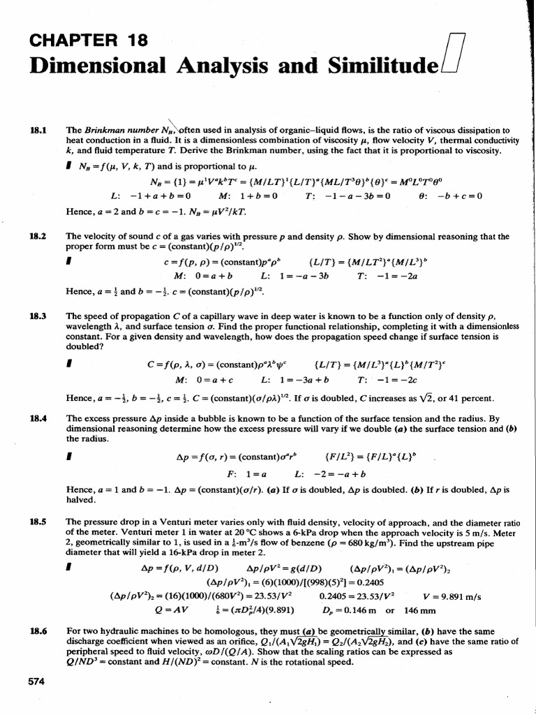 Solved Problems, Dimensional Analysis Ans Similitude | PDF