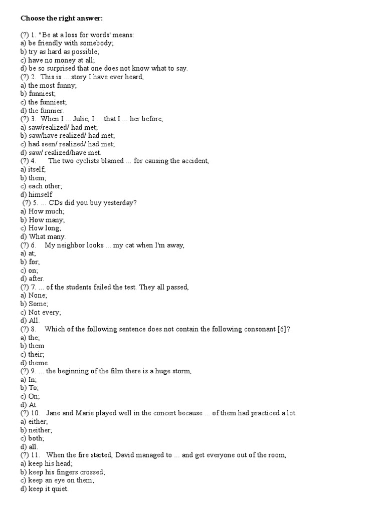 Choose The Right Answer | PDF