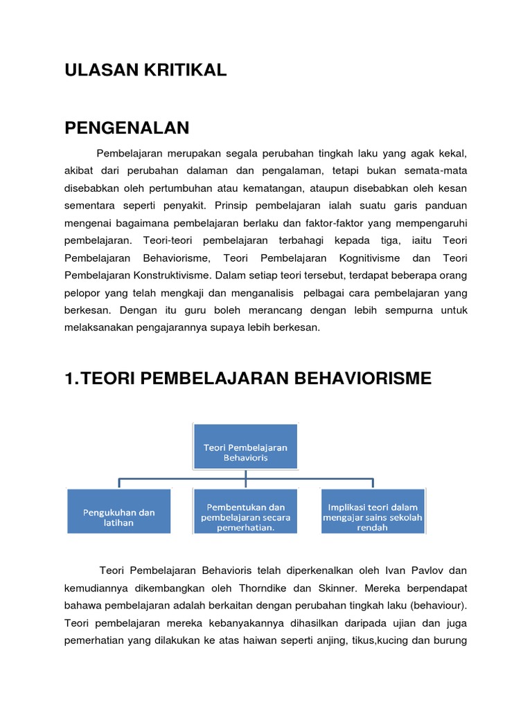 Teori Pembelajaran Behaviorisme | PDF