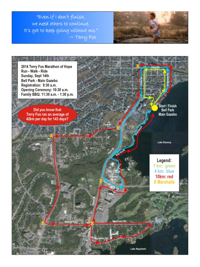 Terry Fox Marathon of Hope - Sudbury Route Map | PDF | Language Arts ...