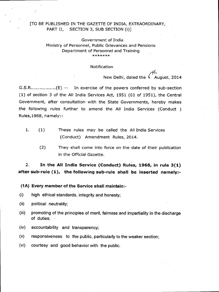 in The All India Service (Conduct) Rules, 1968, in Rule 3 (1) After Sub ...
