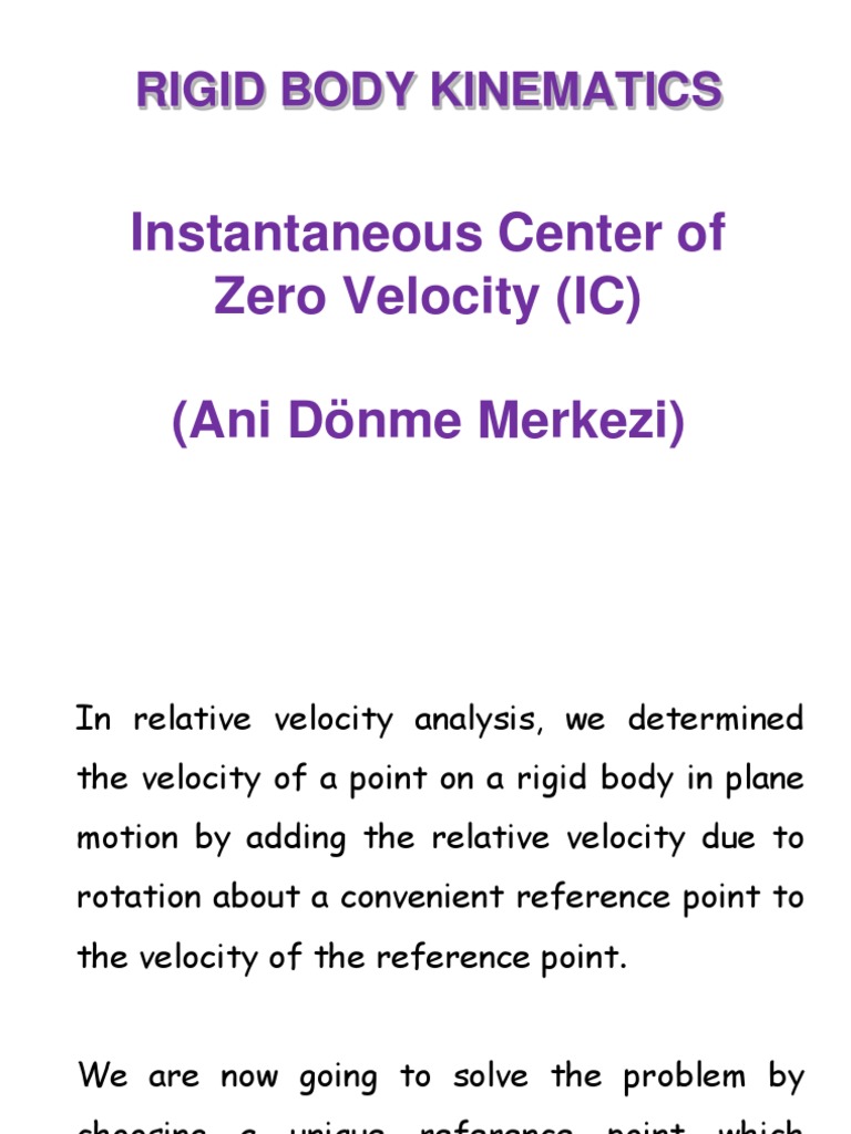 Instantaneous Center of Zero Velocity | PDF | Rotation Around A Fixed ...