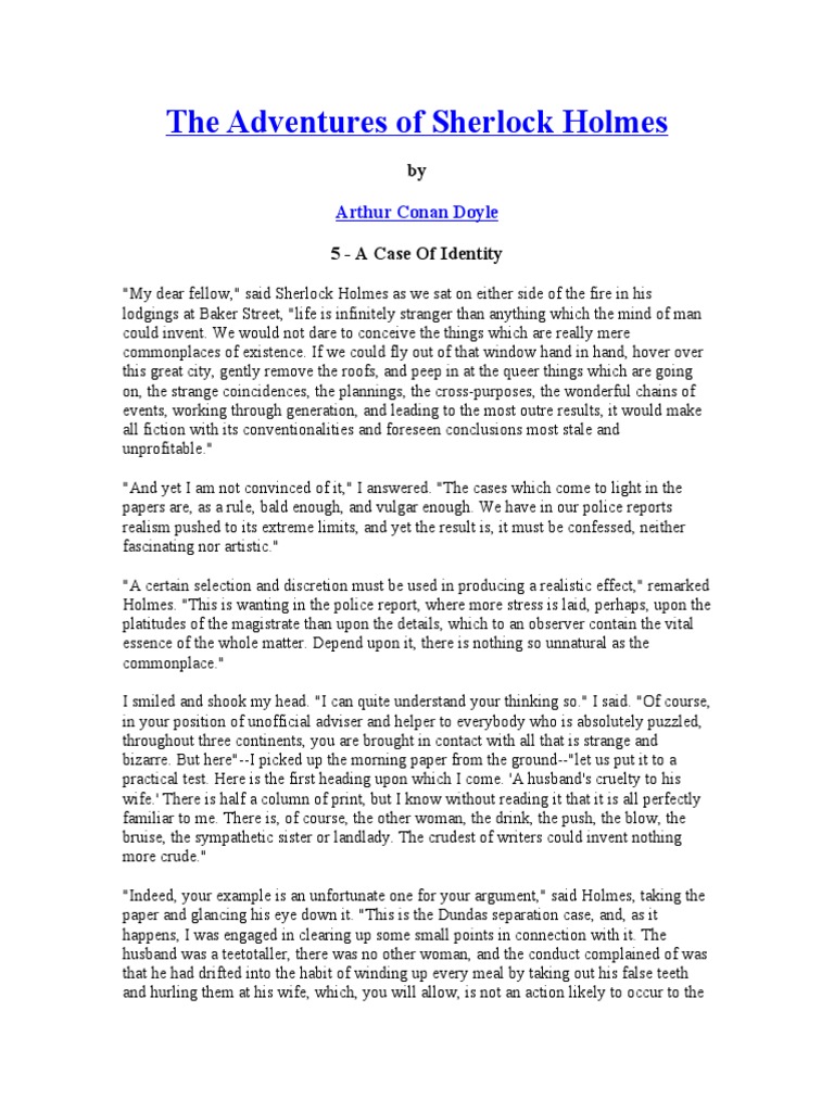 The Adventures of Sherlock Holmes | PDF | Typewriter | Sherlock Holmes