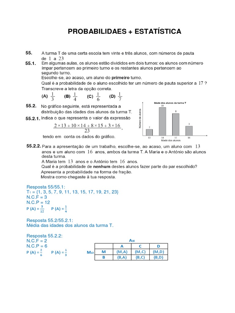 Exercicios de Probabilidades Resolvidos