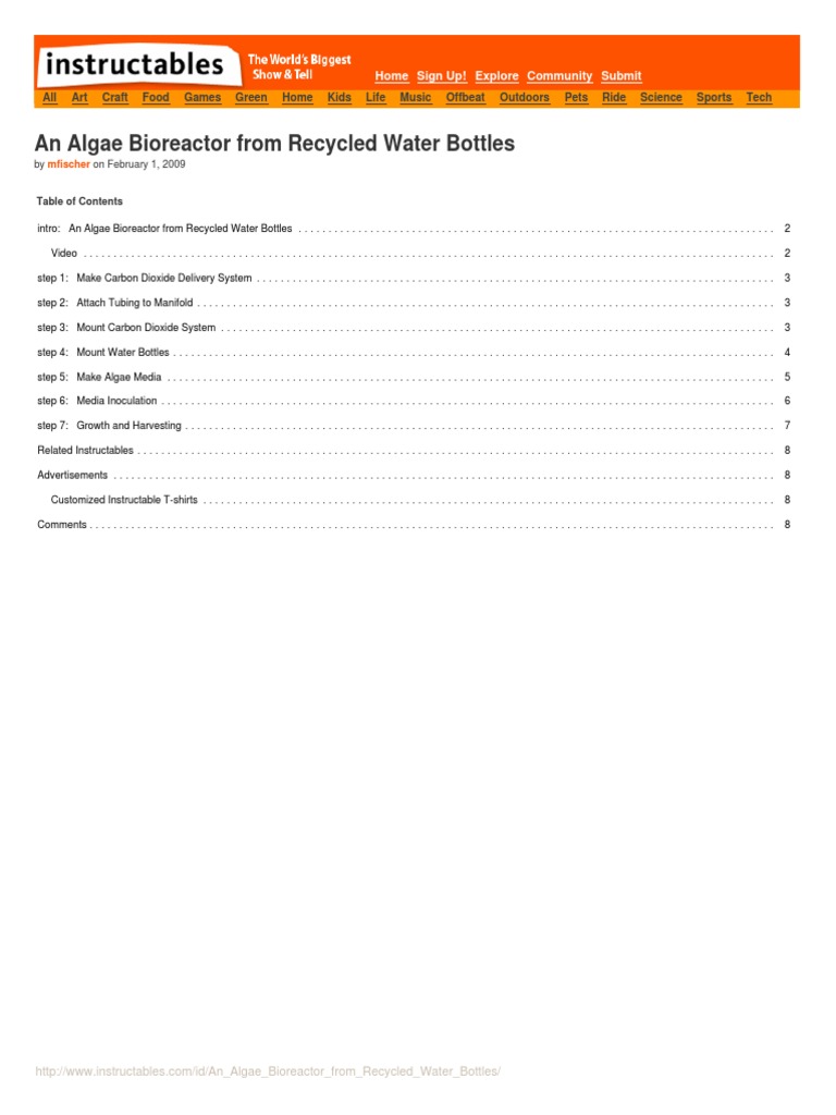 An Algae Bioreactor From Recycled Water Bottles | PDF | Algae Fuel | Carbon Dioxide