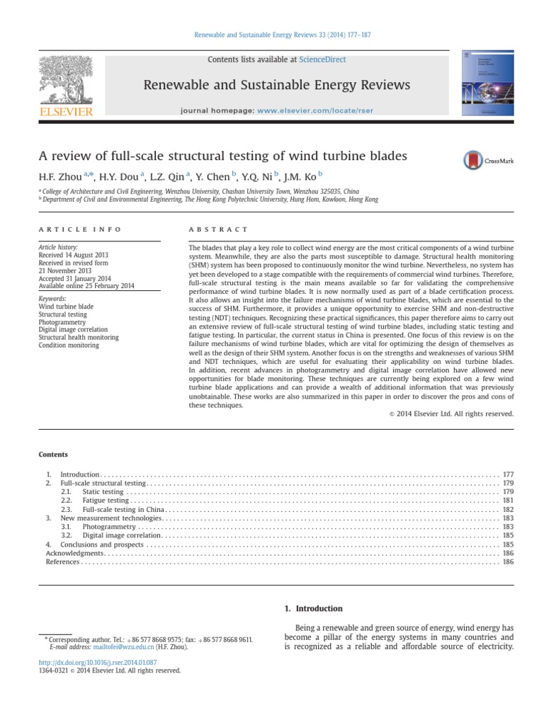 Full-Scale Testing of Wind Turbine Blades | PDF | Wind Power | Wind Turbine
