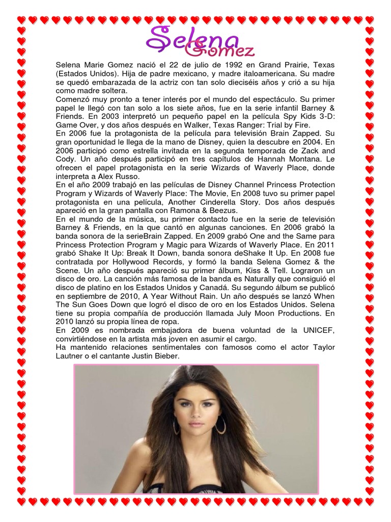 Biografia de Selena Gomez | PDF