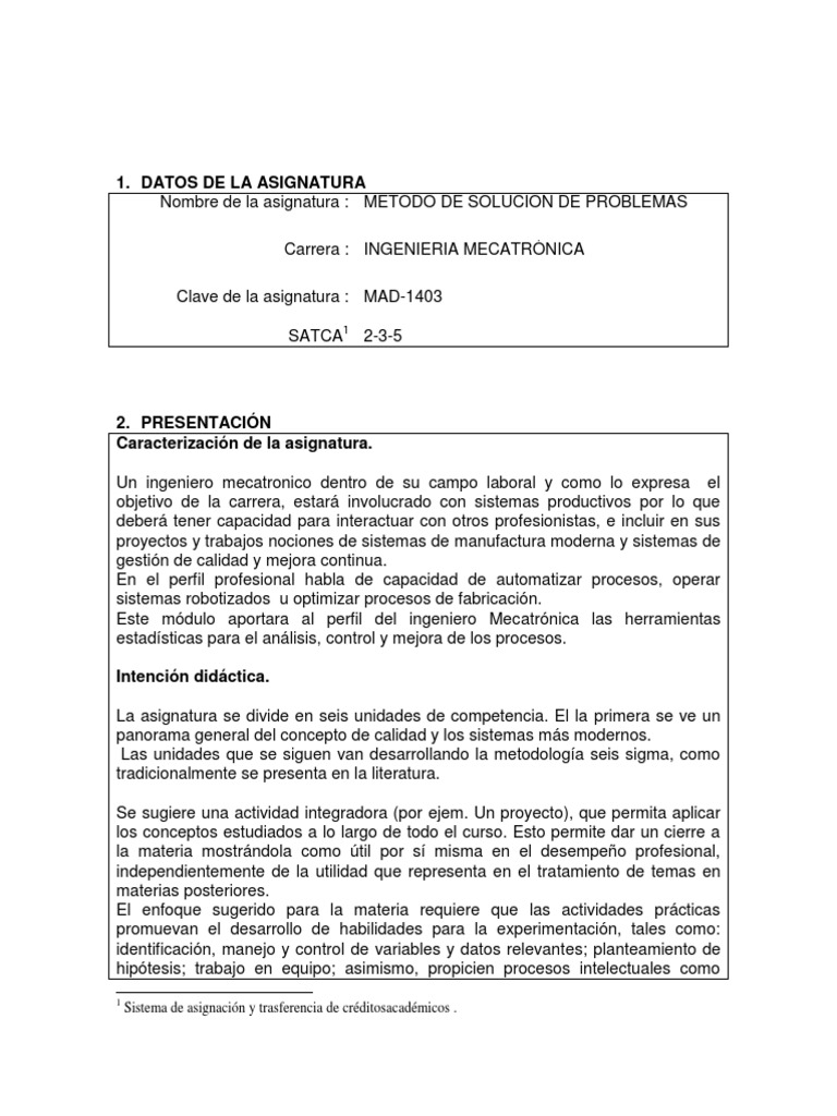 Metodos de Solucion de Problemas | PDF | Mecatrónica | Calidad (comercial)