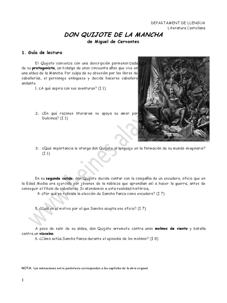 Don Quijote de La Mancha APUNTES | PDF | Don Quijote | Miguel De Cervantes