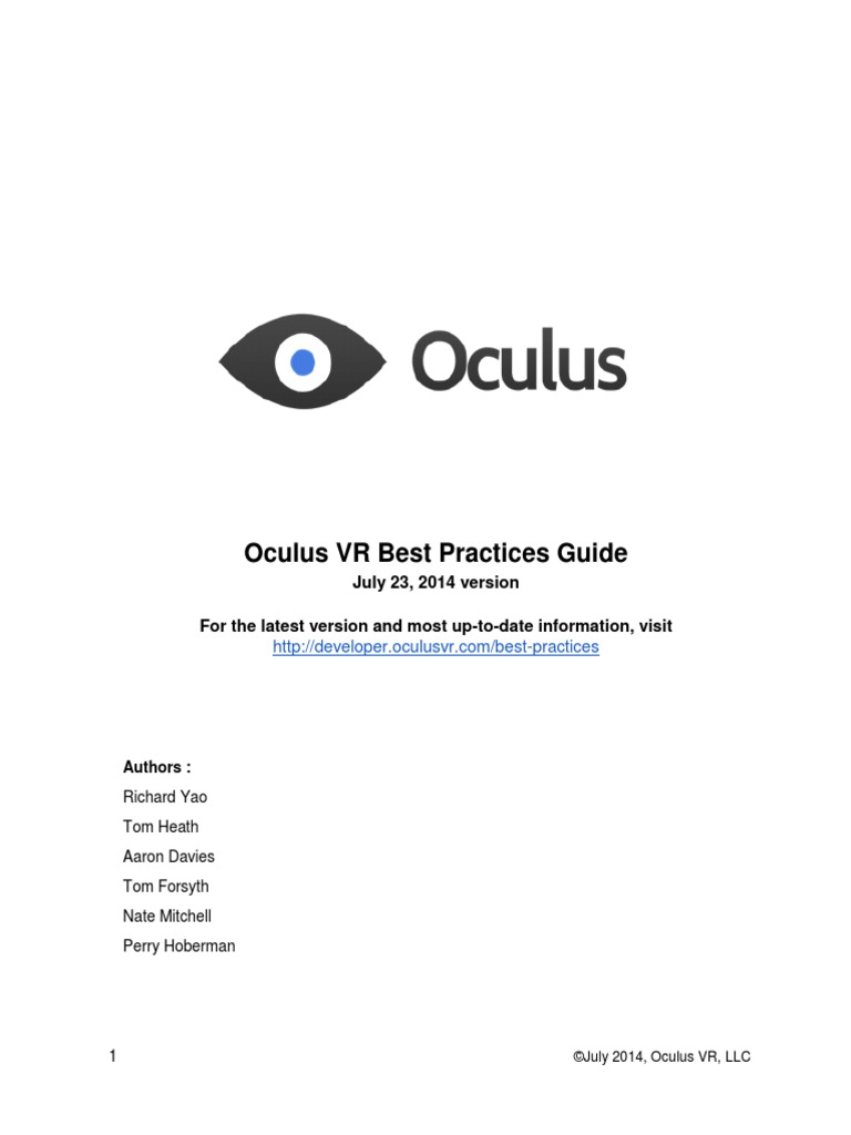 Oculus Best Practices | PDF