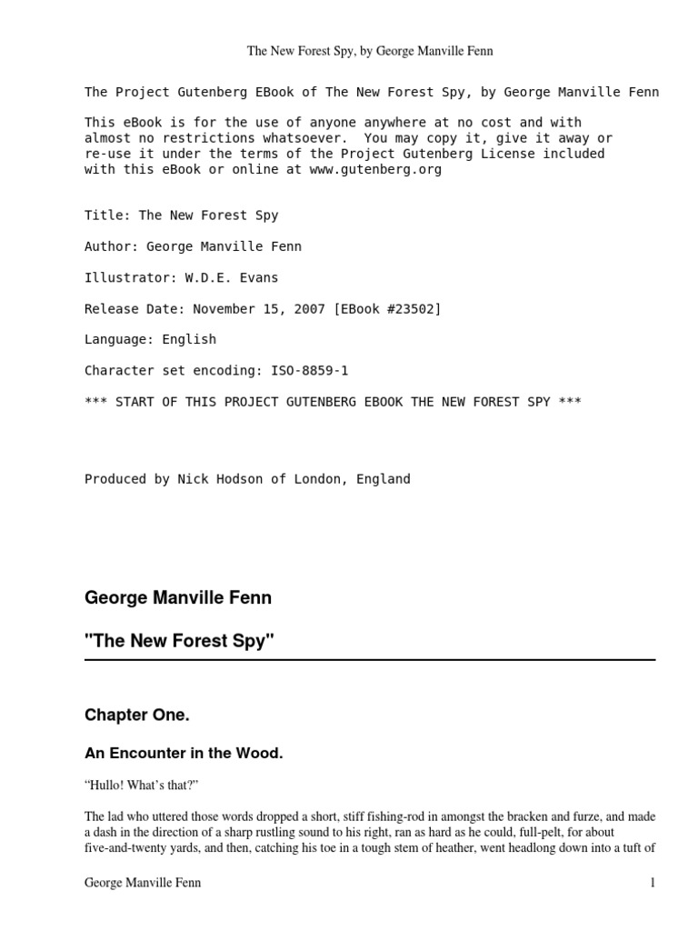 The New Forest Spy by Fenn, George Manville, 1831-1909 | PDF | Nature