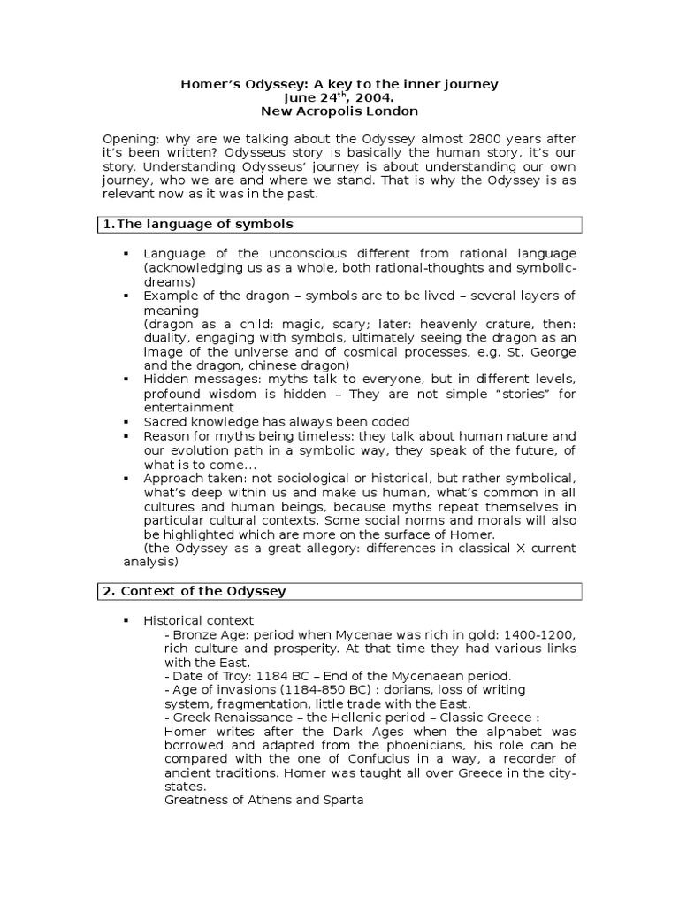 Homer's Odyssey - Summary | PDF | Penelope | Odyssey