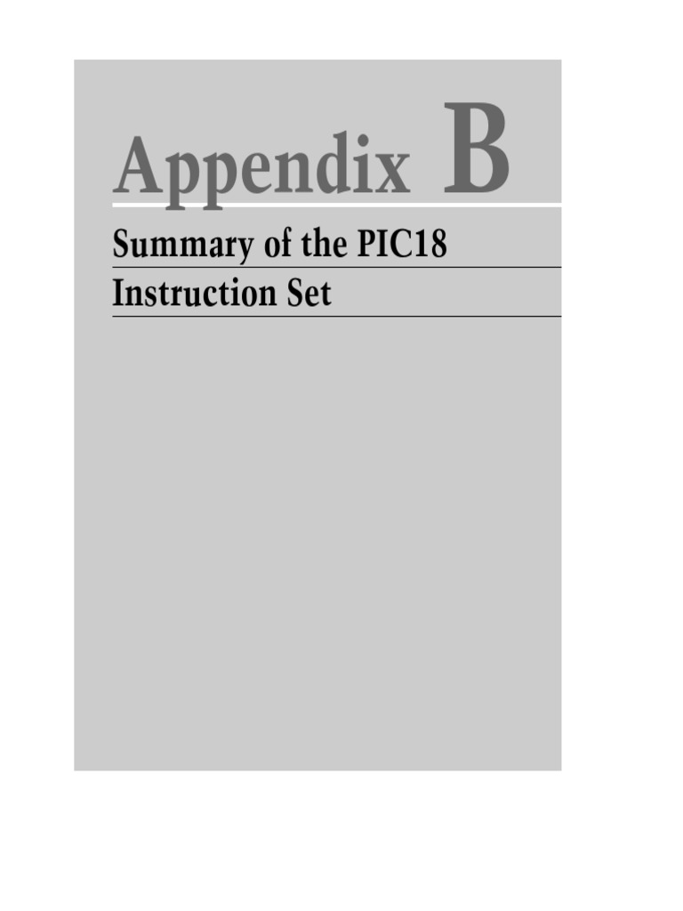 Appendix B | PDF | Instruction Set | Pic Microcontroller