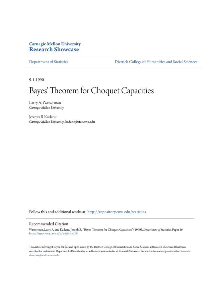 Bayes Theorem For Choquet Capacities | PDF | Bayesian Inference | Measure (Mathematics)