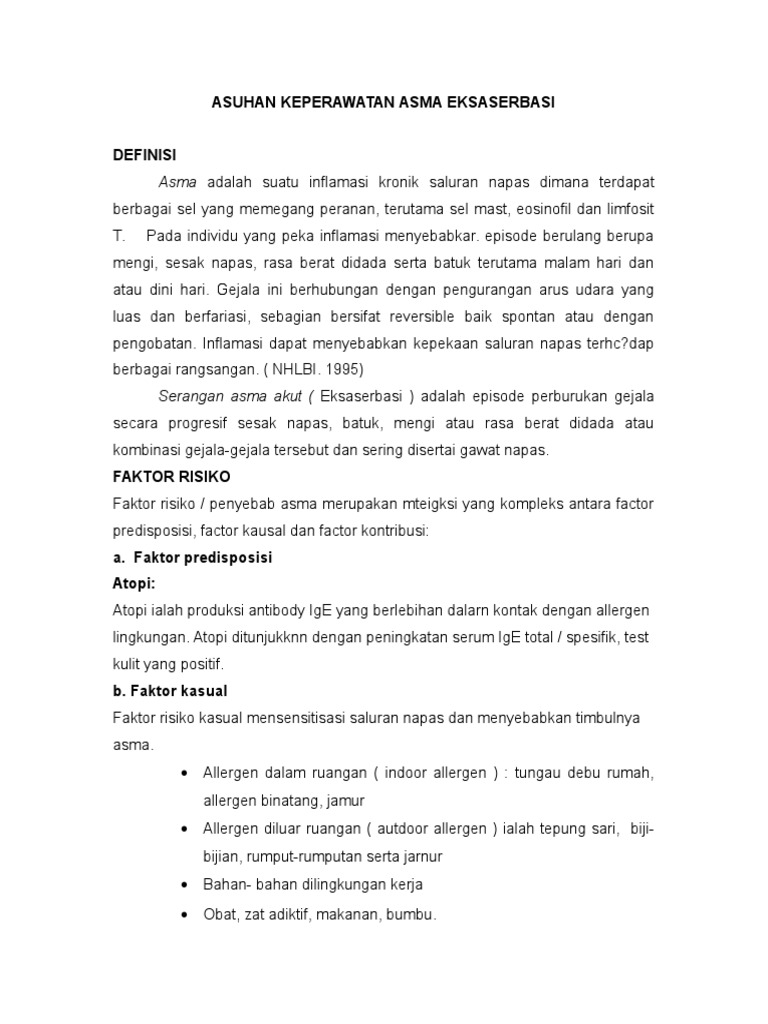 Asuhan Keperawatan Asma Eksaserbasi | PDF