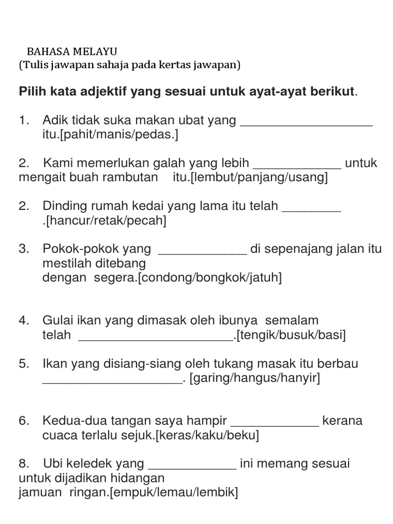 Latihan Tatabahasa BM Tingkatan 3 | PDF