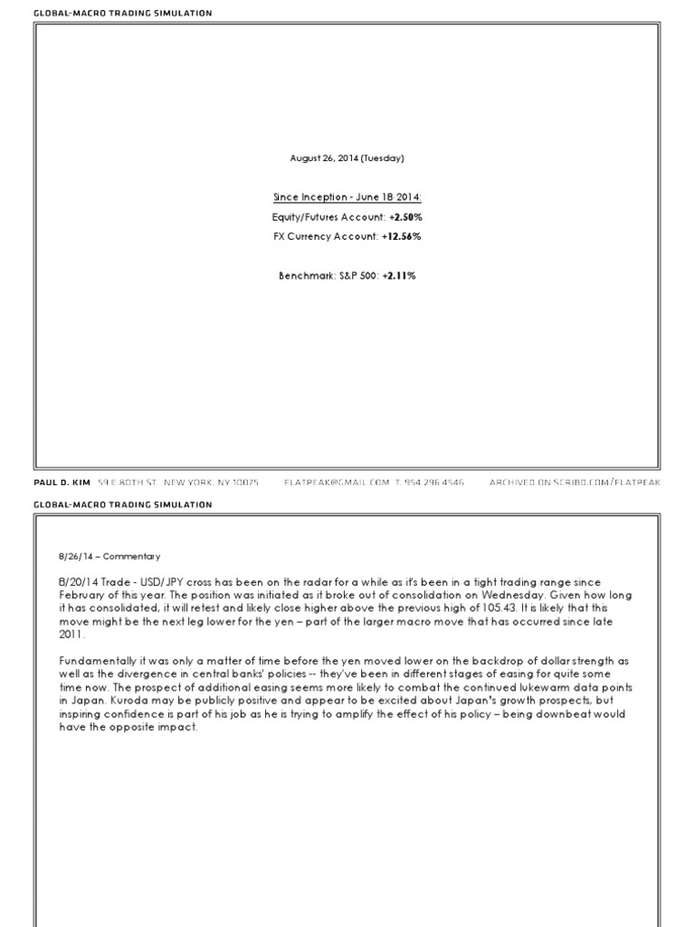 8/26/14 Macro Trading Simulation | PDF | Futures Contract | Euro