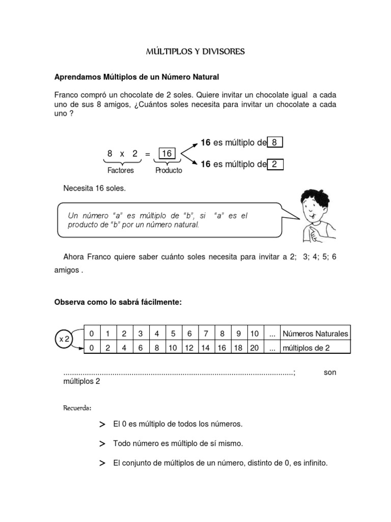 Múltiplos y Divisores | PDF | Matemática Elemental | Números