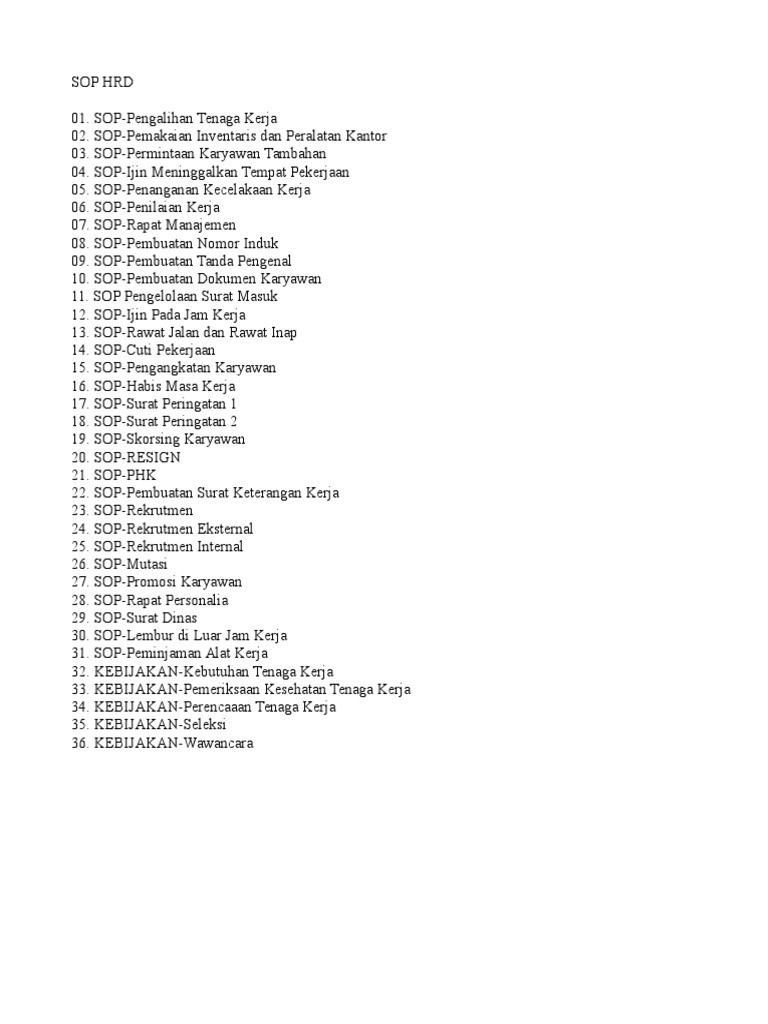 Sop HRD | PDF