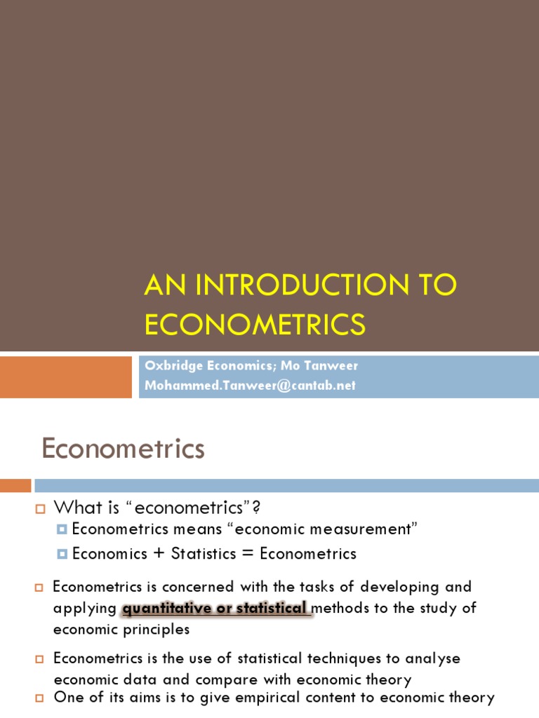 Introduction To Econometrics | PDF | Econometrics | Errors And Residuals