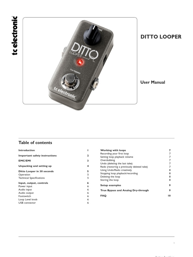TC Ditto Looper Manual English | PDF