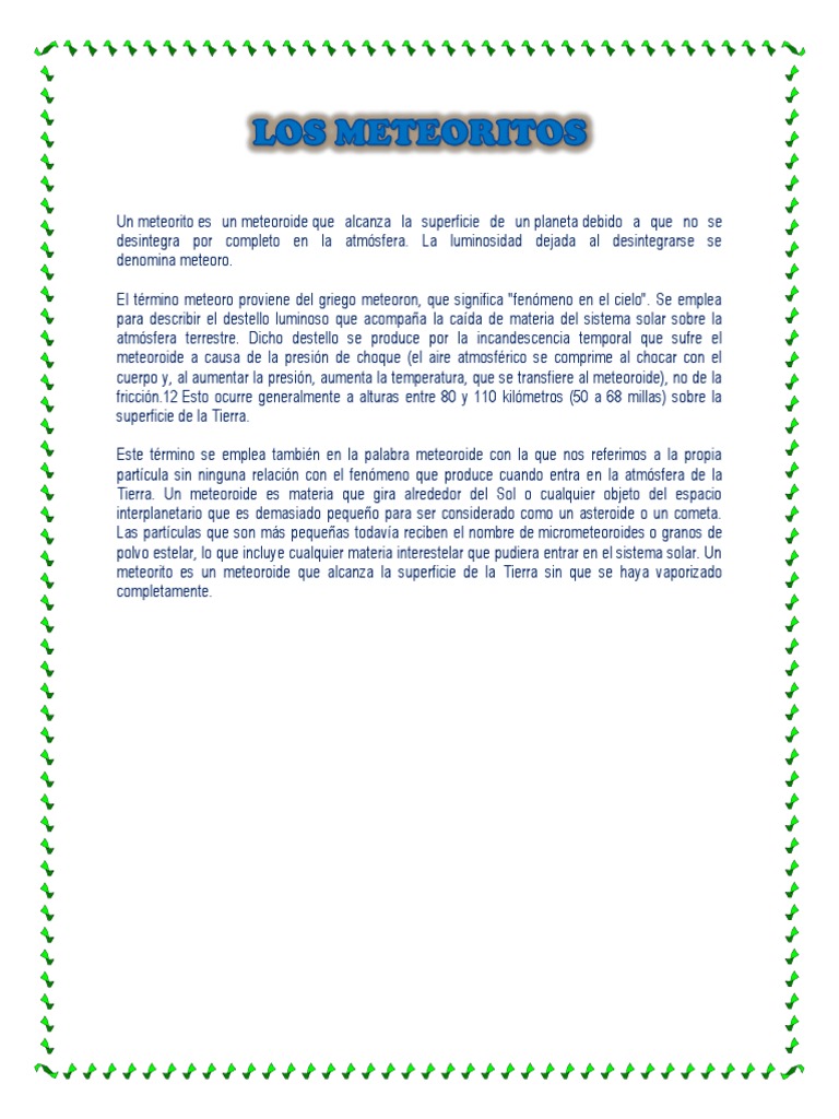 Los Meteoritos | PDF | Meteorito | Ciencia planetaria