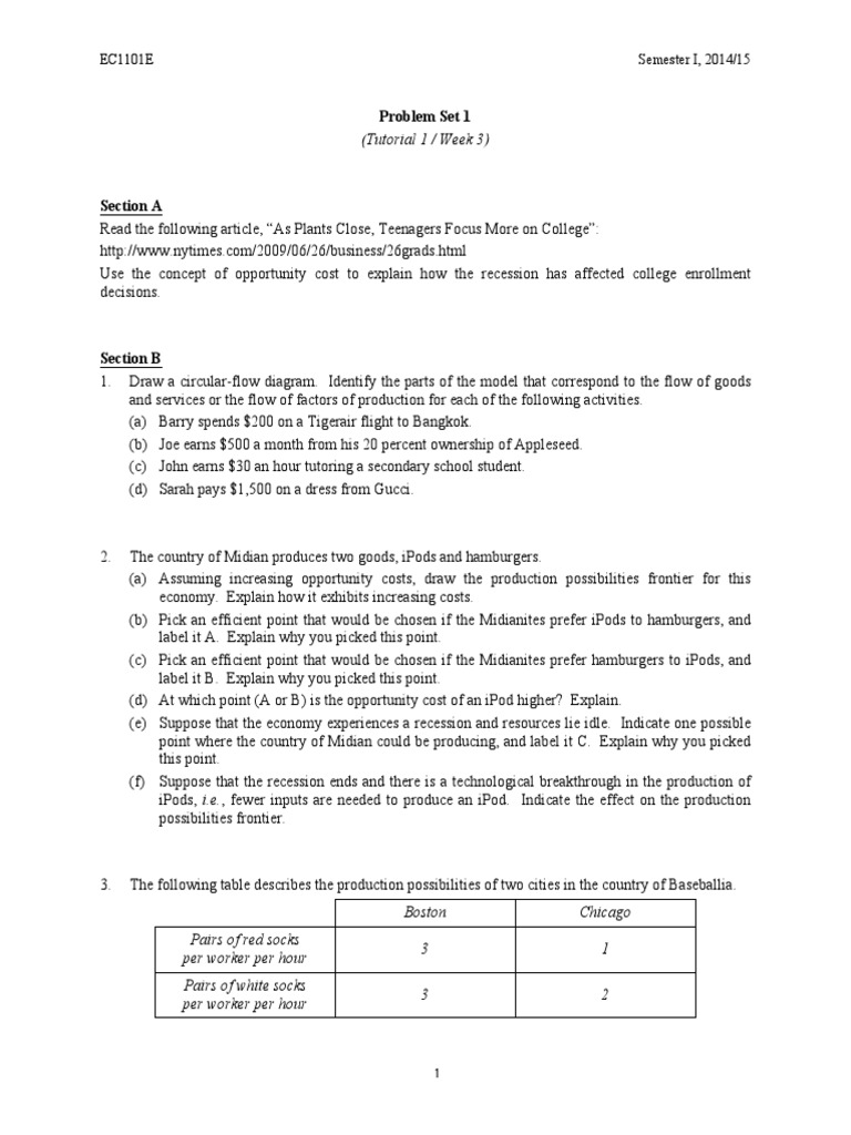 Problem Set 1 | PDF | Macroeconomics | Comparative Advantage