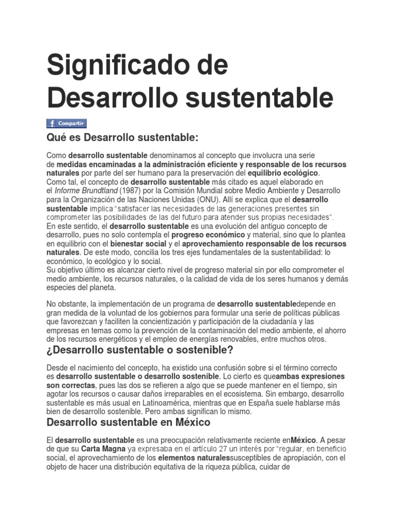 Significado de Desarrollo Sustentable | Descargar gratis PDF | Desarrollo sostenible | Ciencias ...