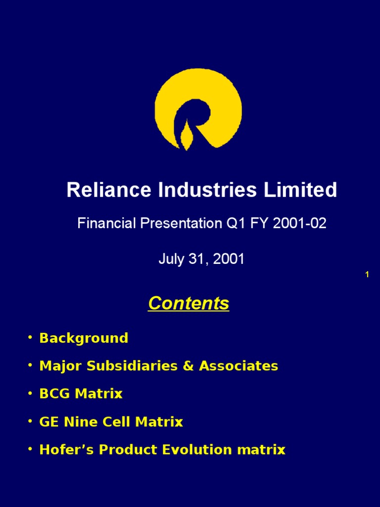 Reliance Industries Financial Overview Q1 2001 | PDF | Oil Refinery ...
