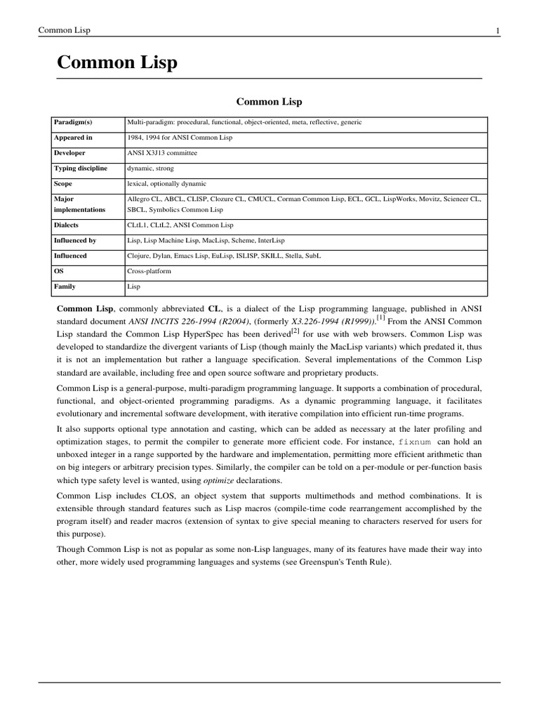Common Lisp PDF | PDF | Scope (Computer Science) | Variable (Computer ... Common Lisp PDF | PDF | Scope (Computer Science) | Variable (Computer ...