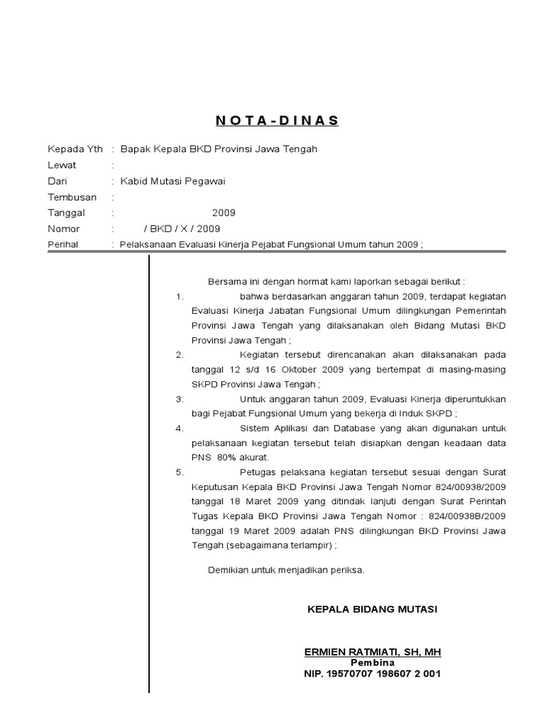 Contoh Nota Dinas | PDF