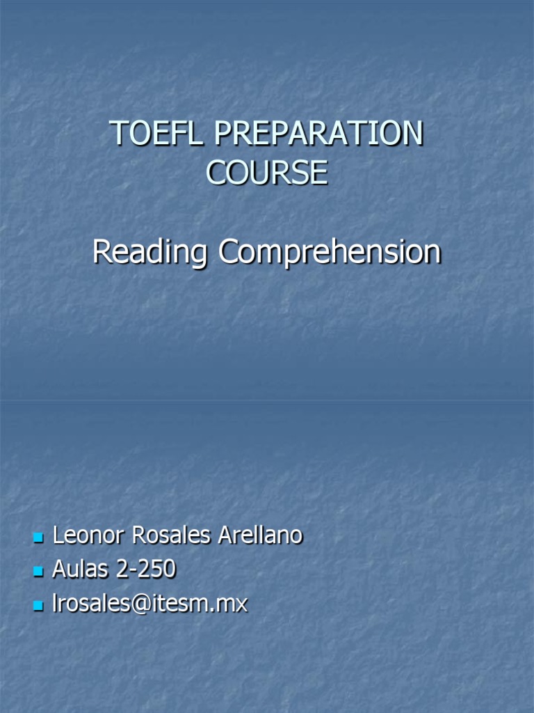 Toefl Preparation Course: Reading Comprehension | Download Free PDF ...