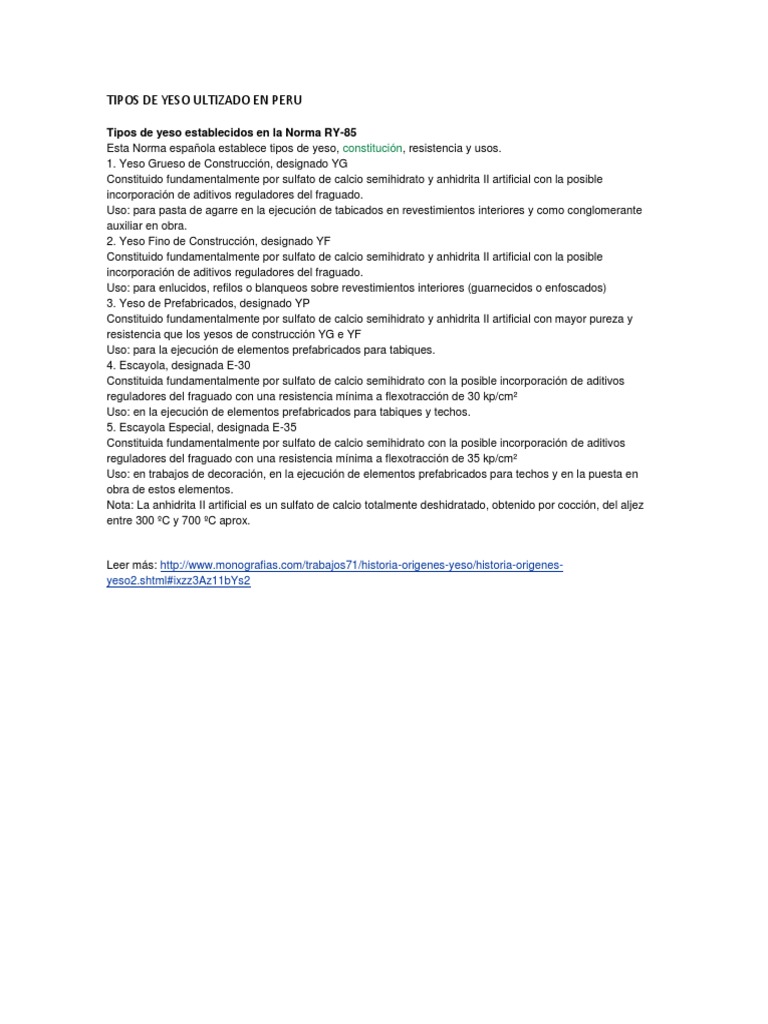 Tipos de Yeso en Construcción en Perú | PDF | Hogar, jardinería y ...