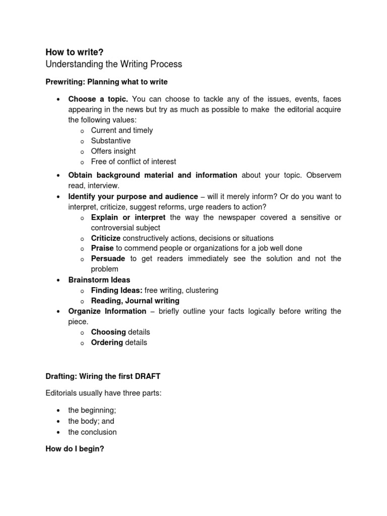 Understanding The Writing Process: How To Write? | PDF | Newspaper And ...