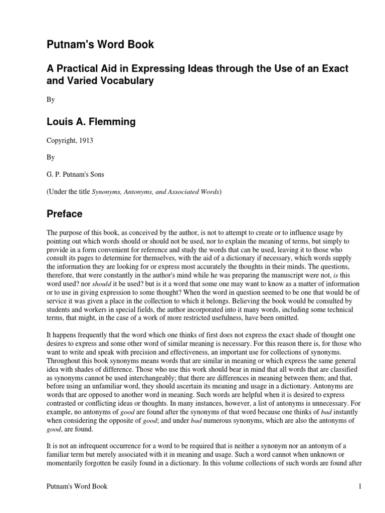 Putnam's Word Book by Flemming, Louis A. | PDF | Mind