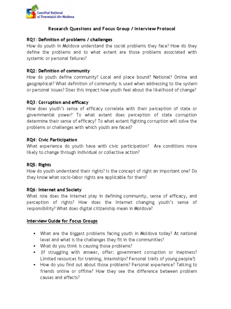 Research Questions and Focus Group / Interview Protocol RQ1: Definition ...