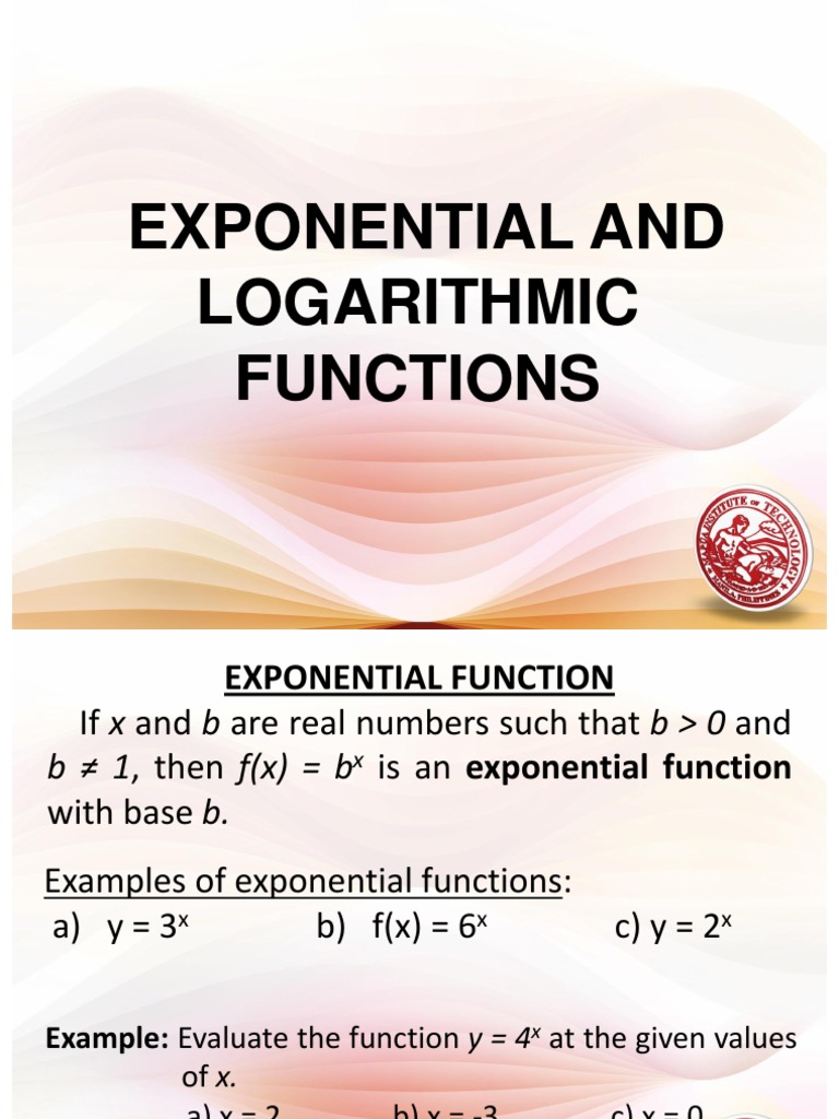 L11 Exponential and Logarthmic Functions | PDF | Logarithm | Function ...