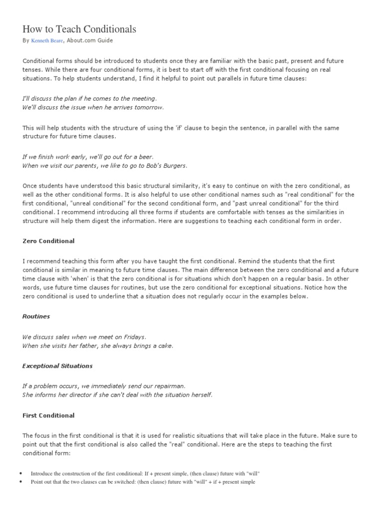 How To Teach Conditionals | PDF | Clause | Linguistic Morphology