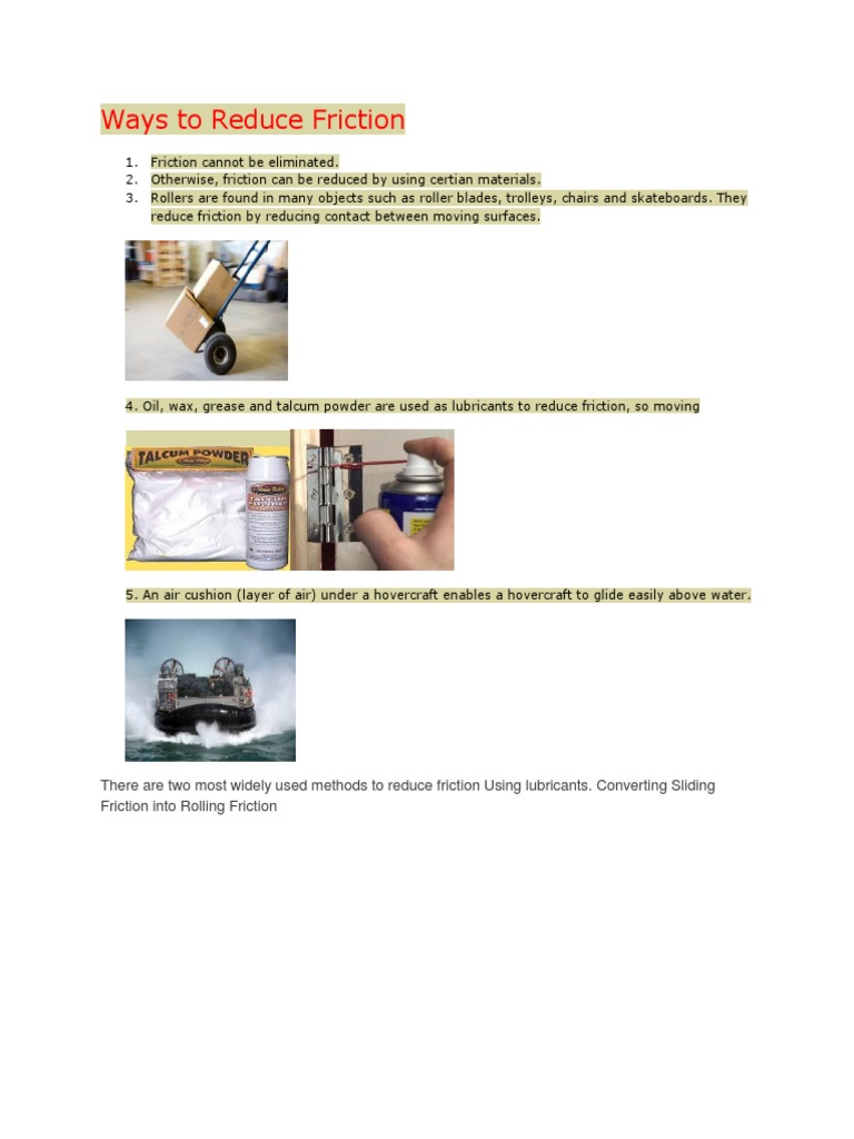 Effective Ways to Reduce Friction | PDF | Home & Garden | Technology ...