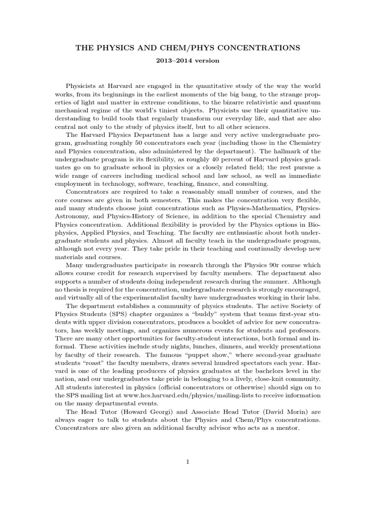 The Physics and Chem/Phys Concentrations: 2013-2014 Version | PDF ...