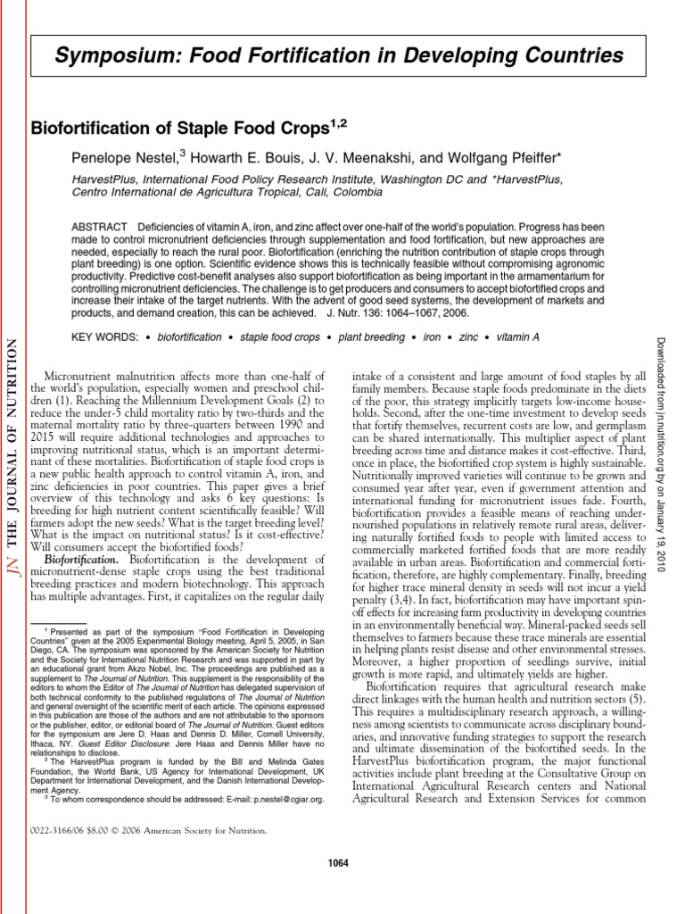 Biofortification of Staple Crops Explained | PDF | Plant Breeding ...