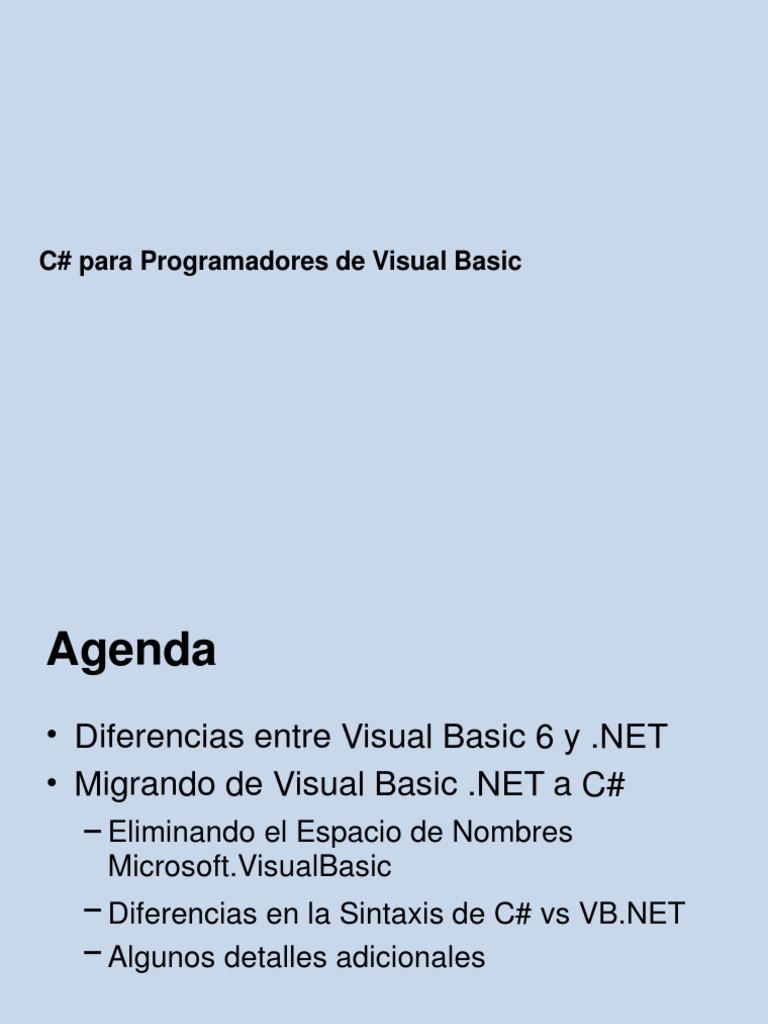 Diferencia Entre Csharp y Visual Basic | PDF | Básico | C Sharp (lenguaje de programación)