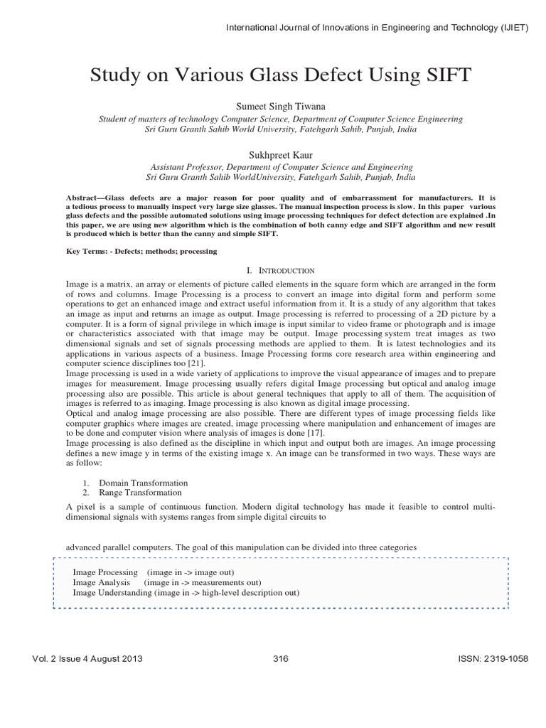 Glass Defect Using SIFT | PDF | Multidimensional Signal Processing | Scientific Modeling