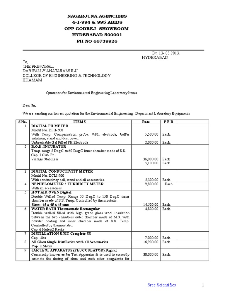 Environmental Engg Lab Quotation | PDF | Sodium | Potassium