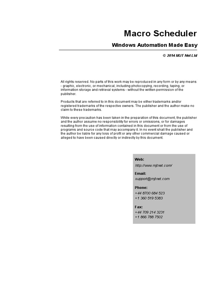 Macro Scheduler Manual | PDF | Keyboard Shortcut | Operating System Families