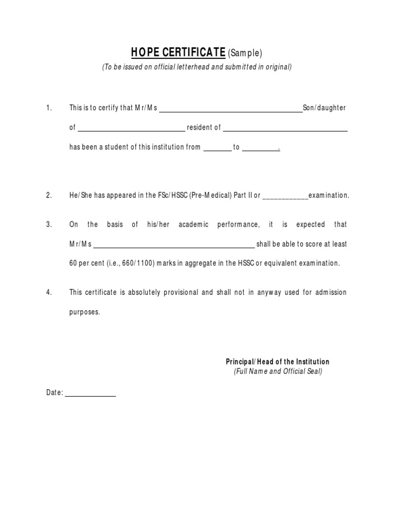 Hope Certificate | PDF