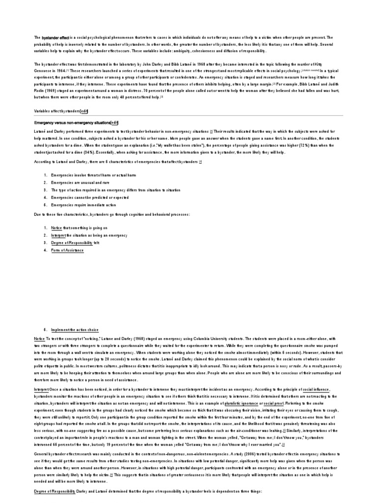 Bystander Effect | PDF | Behavioural Sciences | Social Psychology