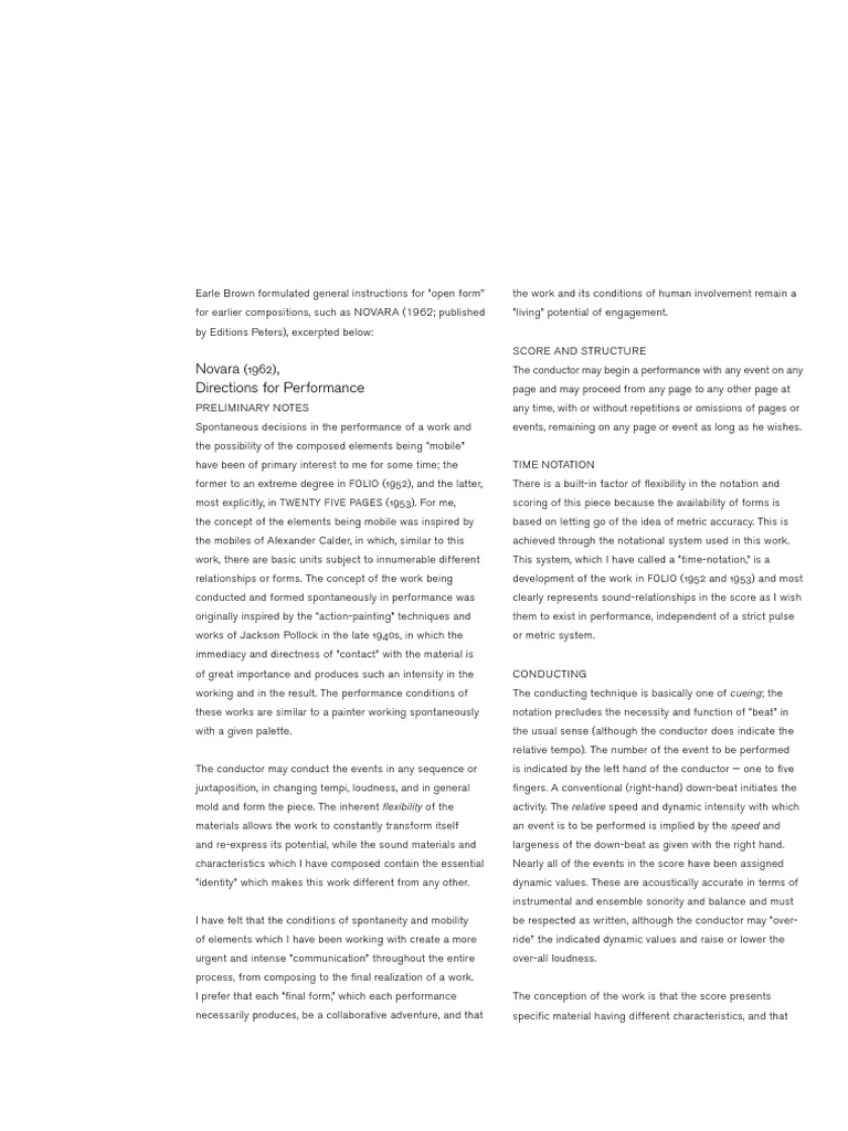 Earle Brown Open Form General Instructions | PDF | Art